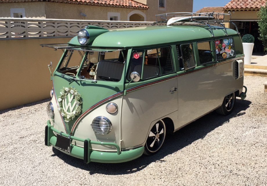 Location Volkswagen Combi 11 fenetres 1967 Creme/vert 1967 Creme/vert ...